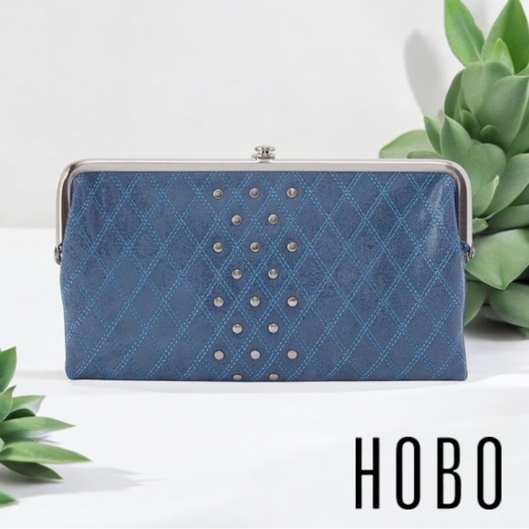 HOBO | Bags | Hobo Lauren Double Frame Azure Blue Quilted Clutch Wallet ...